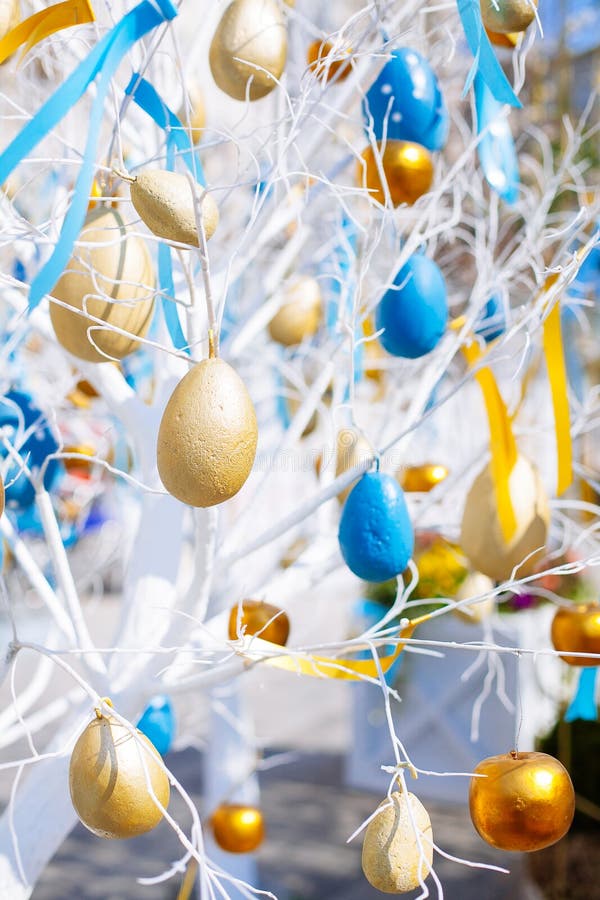 Easter Eggs on Tree Branches Stock Image - Image of season, blooming ...