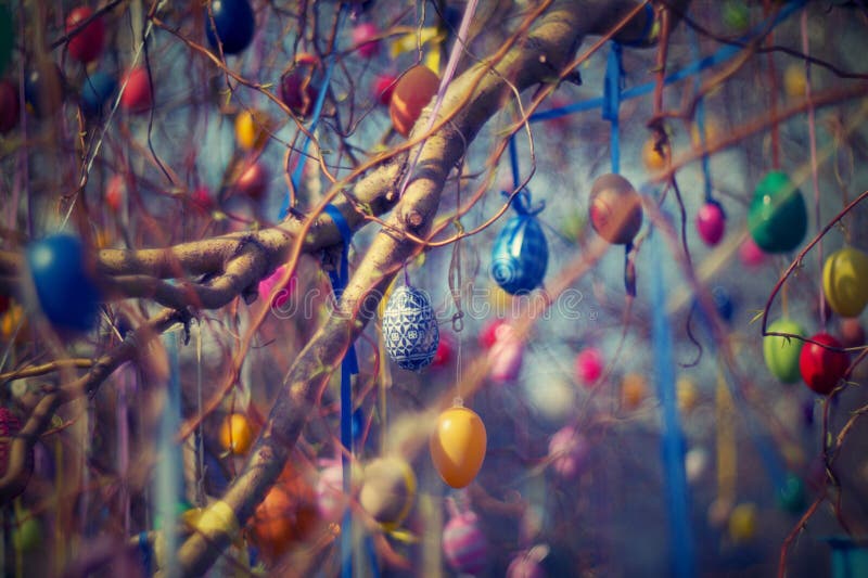Easter eggs in tree stock image. Image of easter, season - 88897085