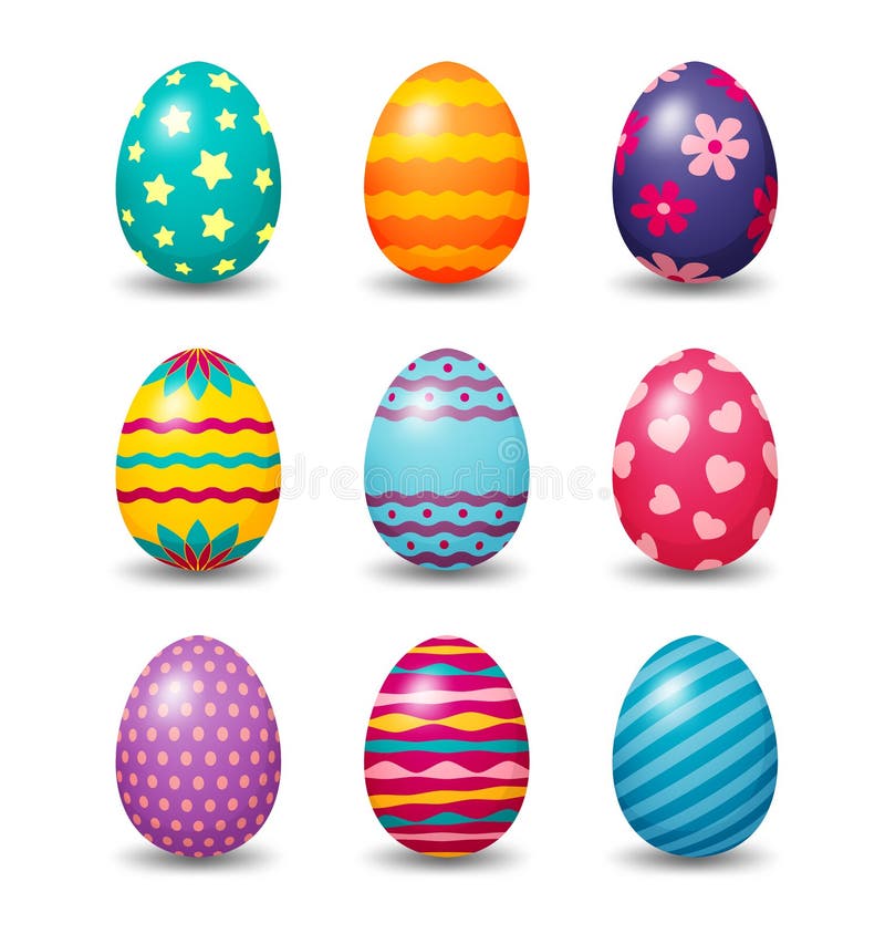 Easter Eggs Vector Illustration Set Stock Vector - Illustration of ...