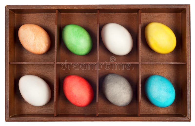 Easter Eggs in wooden box stock image. Image of easter - 23949561
