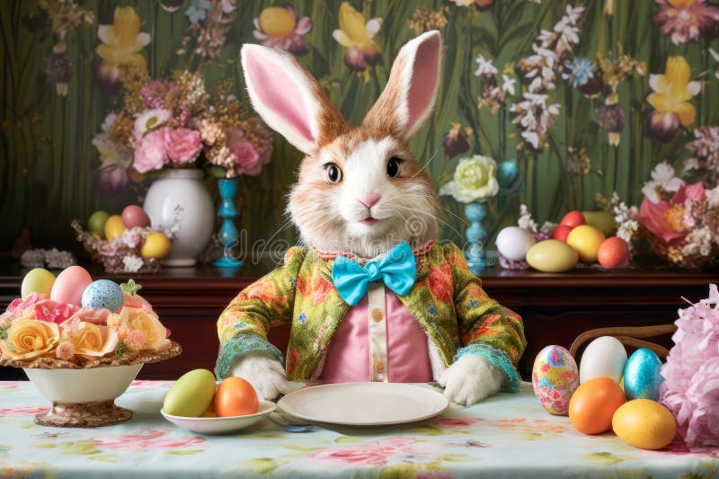 Easter Elegance: Dapper Bunny S Banquet Stock Illustration ...