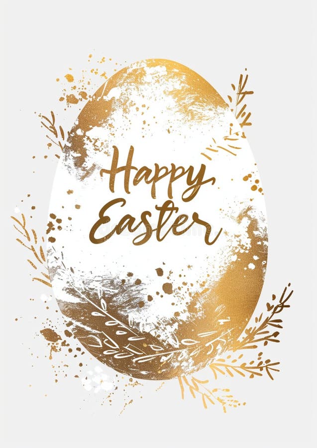 Easter Elegance: Minimalist Golden Line of Paper with Easter Egg and ...