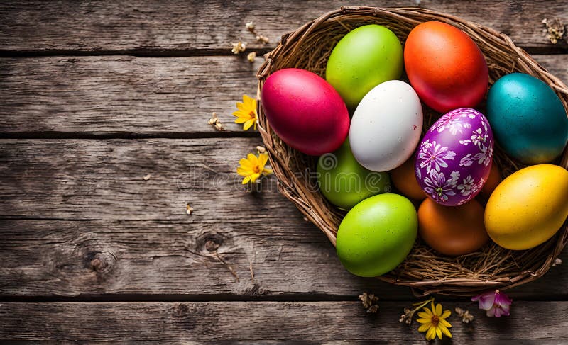 Easter Elegance: Still Life with Eggs and Flowers Stock Illustration ...