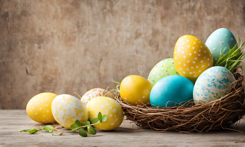 Easter Elegance: Still Life with Vibrant Eggs Stock Illustration ...