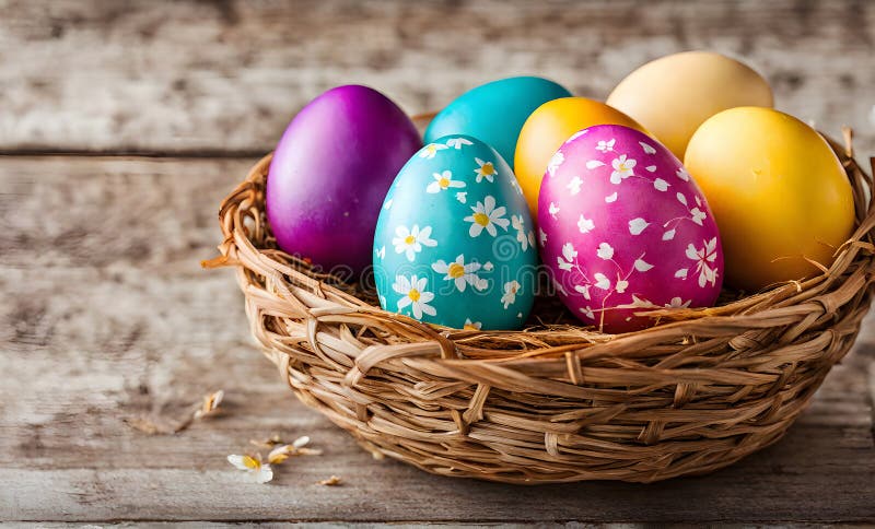 Easter Elegance: Still Life with Vibrant Eggs Stock Illustration ...