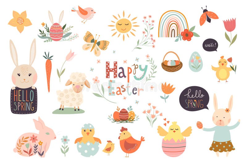 Easter elements stock vector. Illustration of funny, spring - 28880883