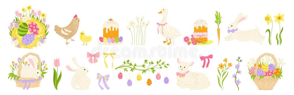 Rabbit Chicken Goose Lamb Childish Vector Stock Illustrations – 28 ...