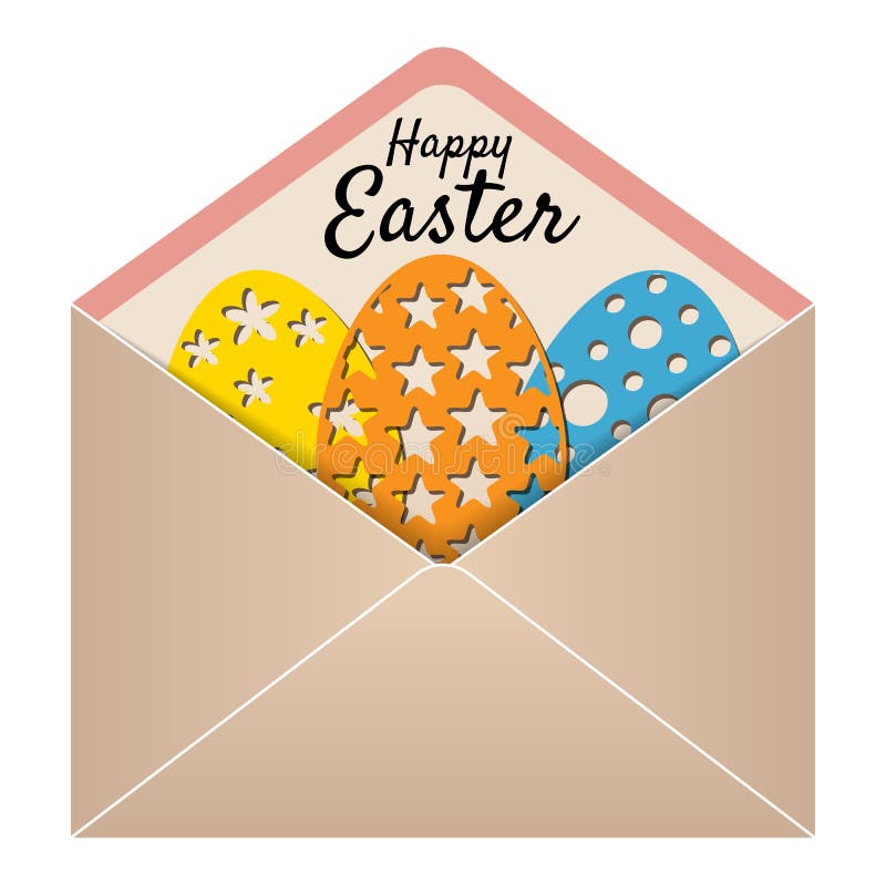Easter Envelope Paper Mail with a Easter Egg, Vintage. Vector ...