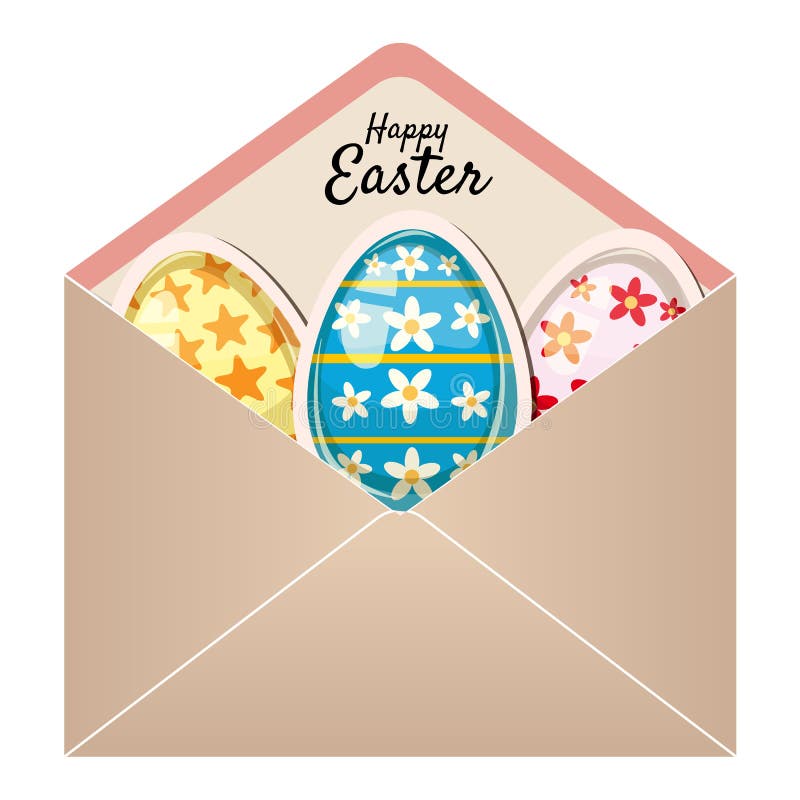 Easter Envelope Paper Mail with a Easter Egg, Vintage. Vector ...