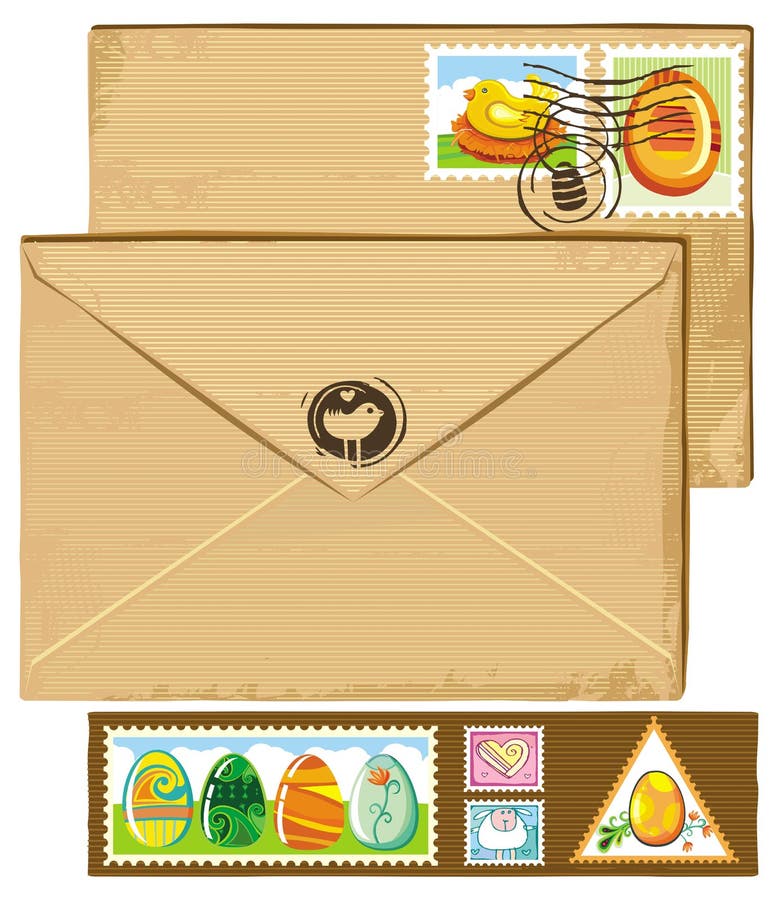 Easter envelope and stamps stock vector. Illustration of banners - 8377203