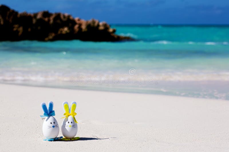 Easter, Estereggs on the Beach, Sand, Ocean and Sea Stock Photo - Image ...