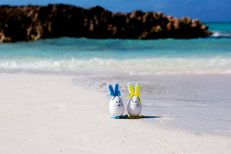 Easter, Estereggs on the Beach, Sand, Ocean and Sea Stock Image - Image ...