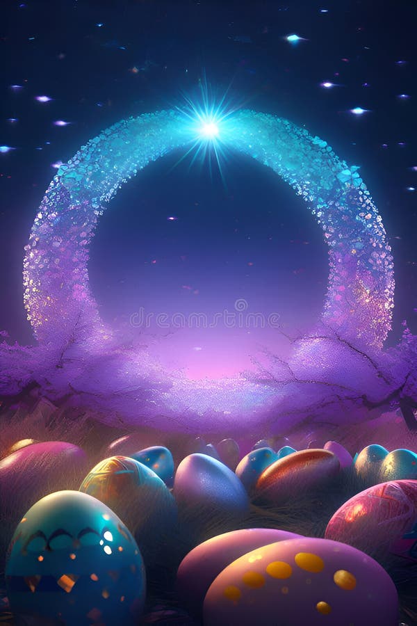 Easter Eve with Broken Glass Effect, Festive, Joyful, Easter Eggs ...