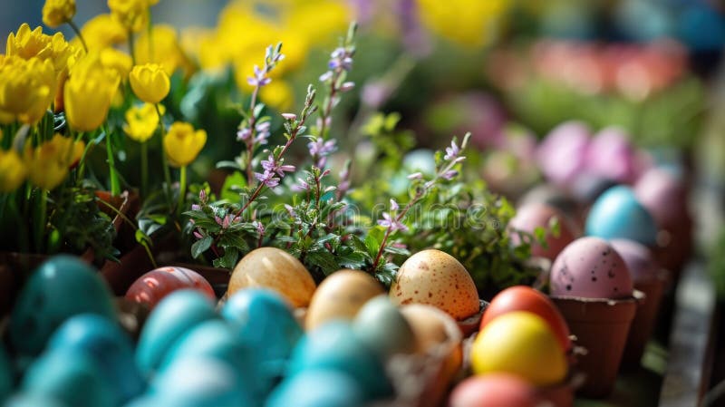 Easter with an Explosion of Blooming Flowers Complemented Stock ...