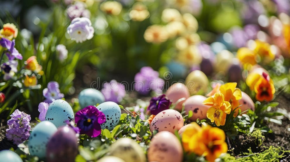 Easter with an Explosion of Blooming Flowers Complemented Stock ...