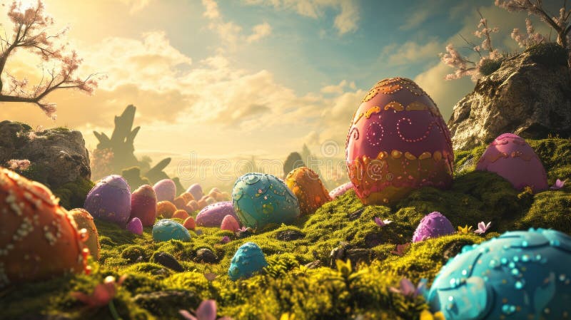 Easter with an Explosion of Blooming Flowers Complemented Stock Photo ...