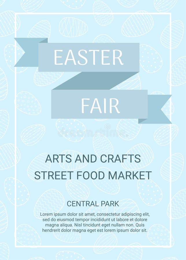 Easter Fair Banner. Blue Background with Easter Eggs Pattern Stock ...