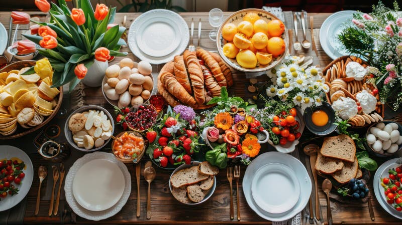 Easter Feast: a Delicious Spread on the Table Stock Illustration ...
