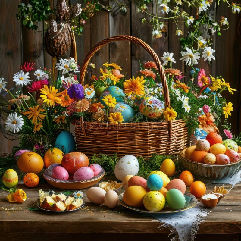 Easter Feast Table stock illustration. Illustration of festive - 365797337