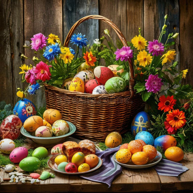 Easter Feast Table stock illustration. Illustration of spring - 365797543