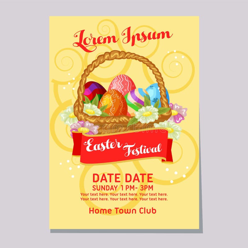 Easter Festival Week Plant Flower Egg Poster Template Stock Vector ...
