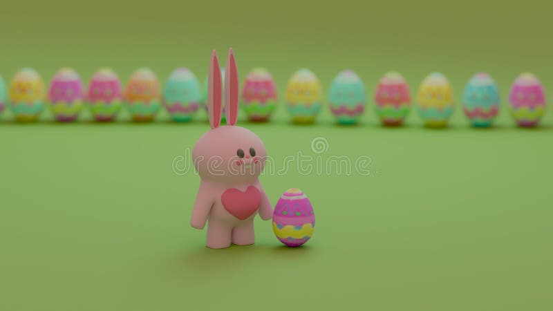 Easter Figurine with Vibrant Designs and Easter Eggs Stock Illustration ...
