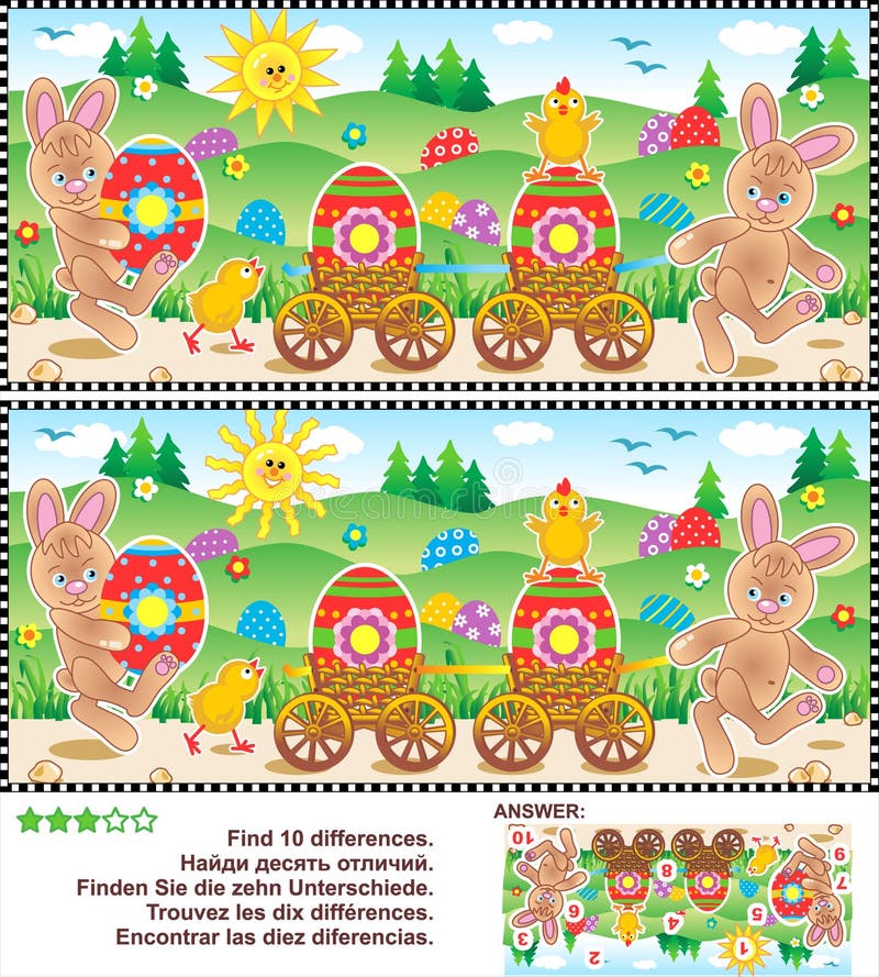 Easter Find the Differences Picture Puzzle Stock Vector - Illustration ...