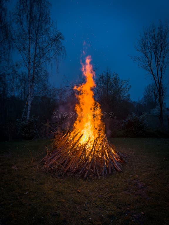An Easter Fire Burns in the Meadow Stock Photo - Image of burn, ignite ...
