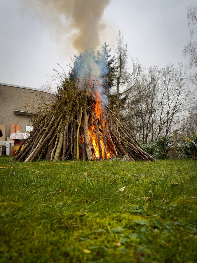 An Easter Fire Burns in the Meadow Stock Photo - Image of glow, texture ...
