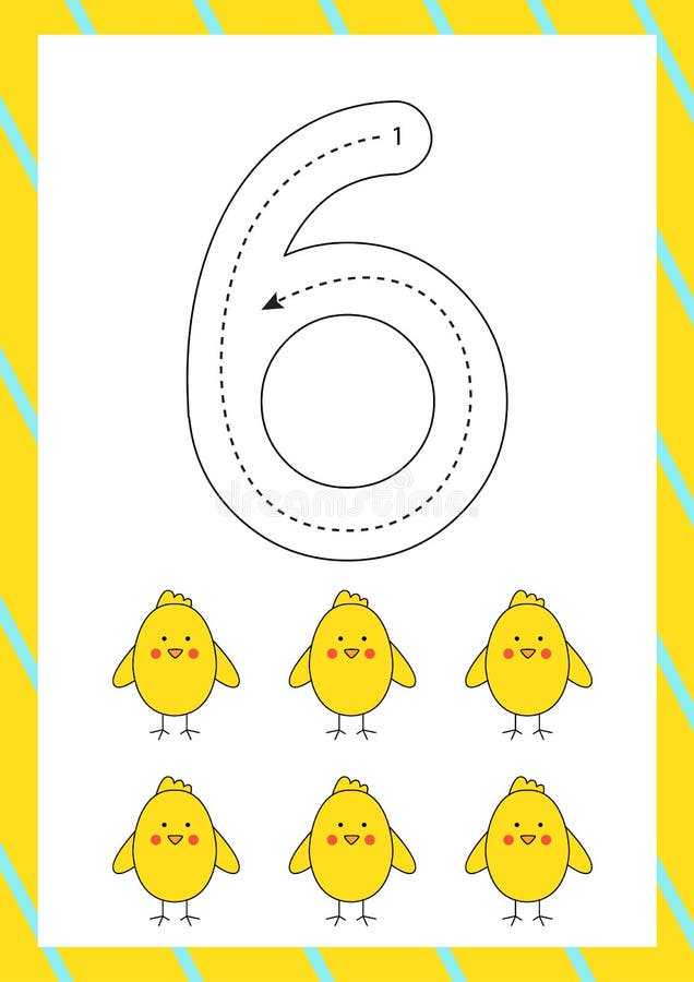 Easter Flashcard How To Write Number Six. Worksheet for Kids Stock ...