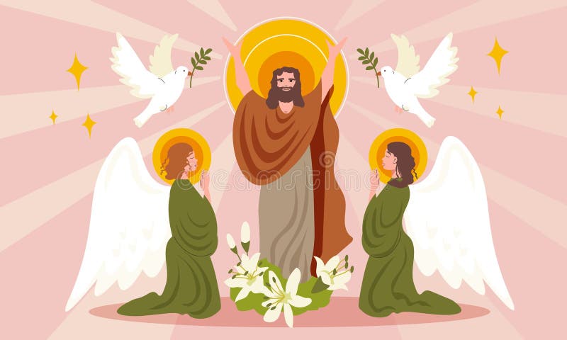 Easter Flat Composition stock vector. Illustration of jesus - 288882881