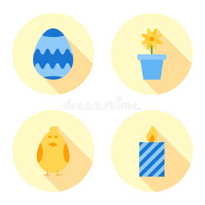 Easter flat icons set stock vector. Illustration of card - 89191853