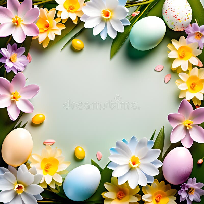 An Easter Flat Lay Background with Pastel-colored Eggs and Pastel ...