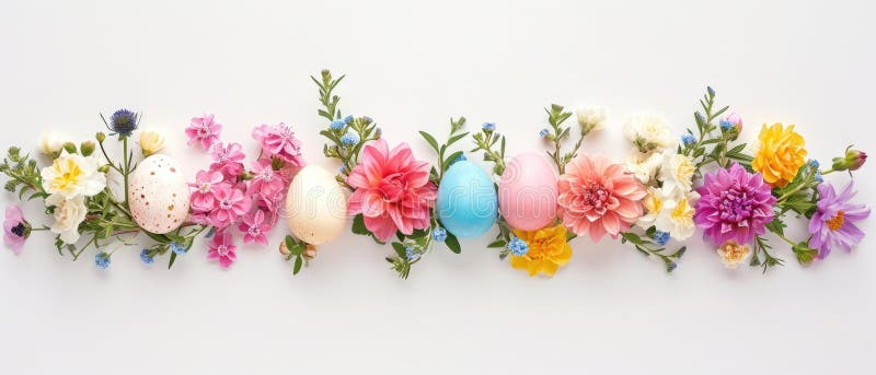 Easter Floral Array with Decorative Eggs Stock Photo - Image of bloom ...