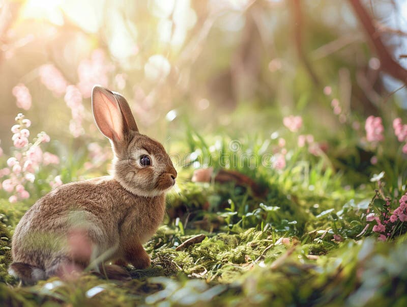Easter Forest with Bunny and Copy Space. Ai Generated Stock ...