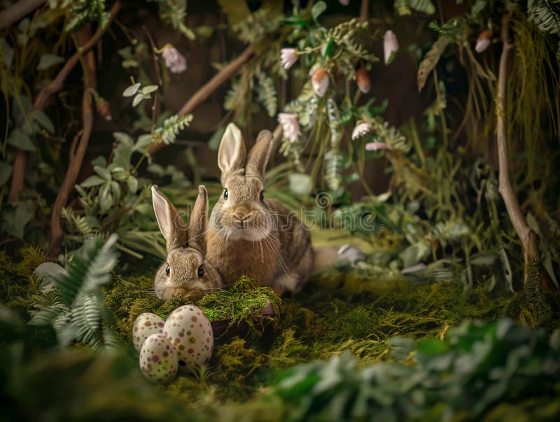 Easter Forest with Bunny and Copy Space. Ai Generated Stock ...