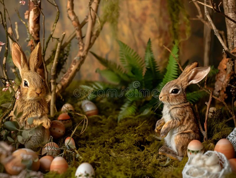 Easter Forest with Bunny and Copy Space. Ai Generated Stock ...