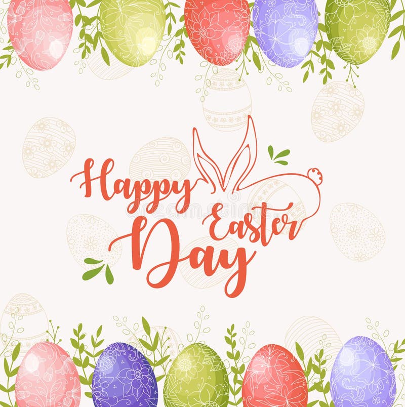 Easter Frame Background with Happy Easter Text Stock Vector ...