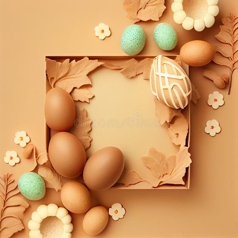 An Easter Frame with Eggs and Easter Decorations. Generative AI Stock ...