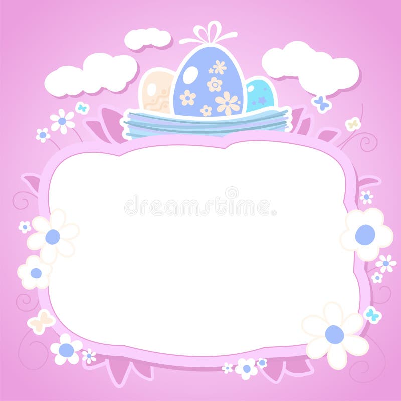 Easter Frame Template with Easter Elements Stock Vector - Illustration ...