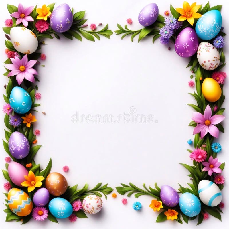 Easter Frames with Colorful Eggs Stock Illustration - Illustration of ...