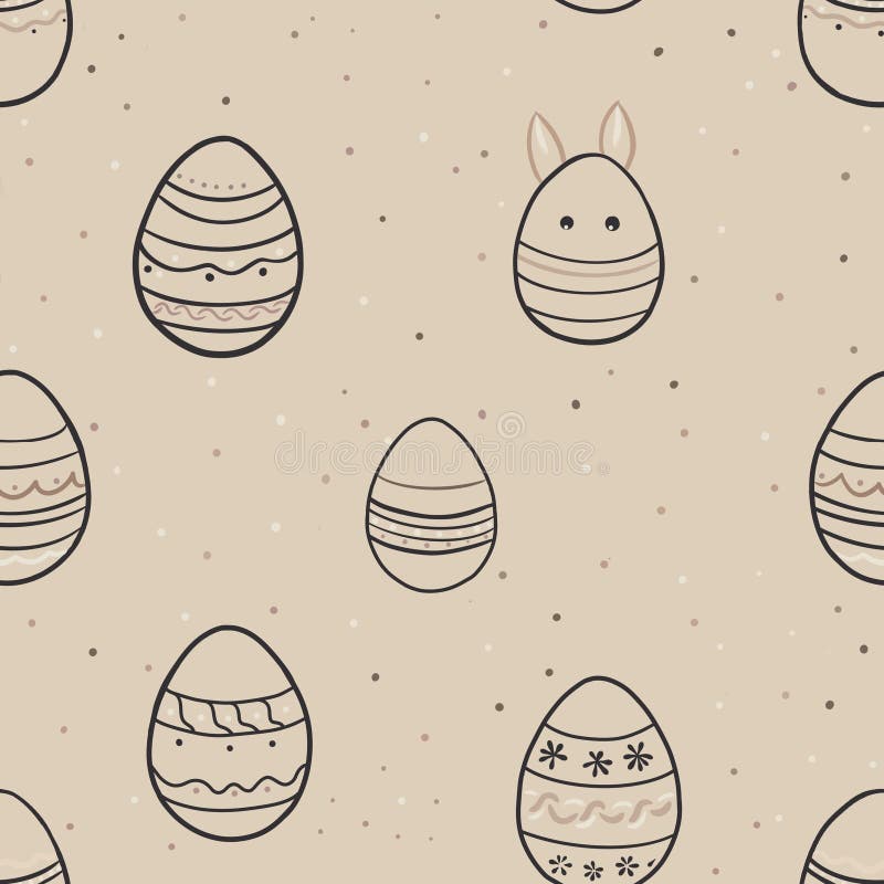 Seamless Easter Pattern with Hand-Drawn Decorated Eggs Stock ...