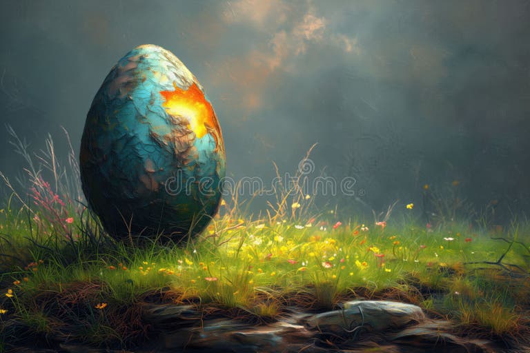 The Easter Garden S Gift, a Sole Egg Hides within the Green, a ...