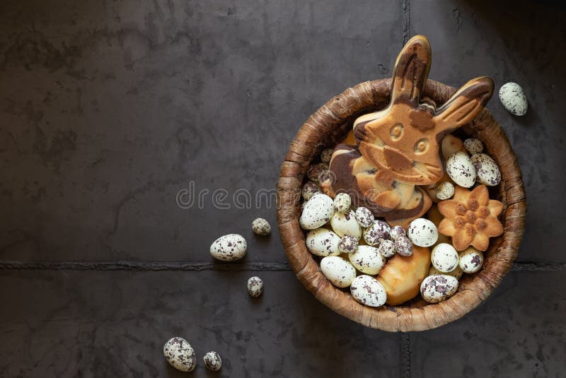 Easter Gingerbread Cookies on a Gray Concrete Background. Eggs and ...