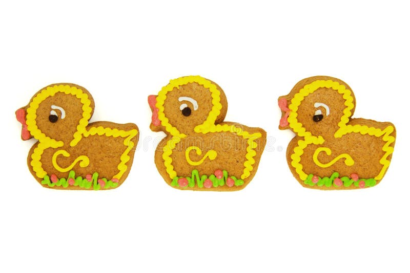 Easter Gingerbread Ducks Isolated on White Stock Image - Image of ...
