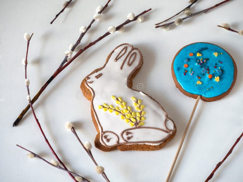 Easter Gingerbread in the Shape of a Hare and Round Glazed Gingerbread ...