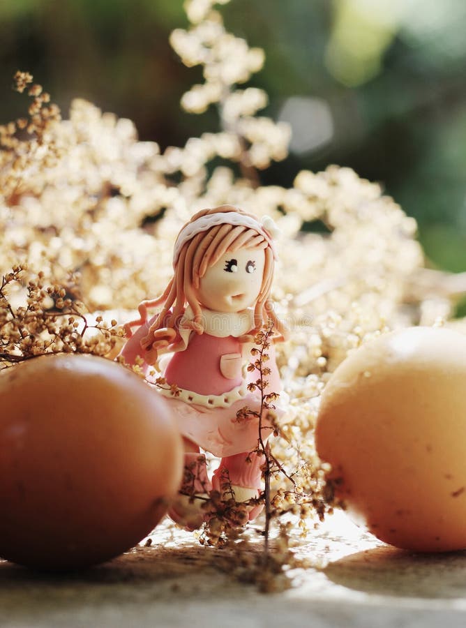 Easter Girl Walking among Eggs Stock Image - Image of color, spring ...