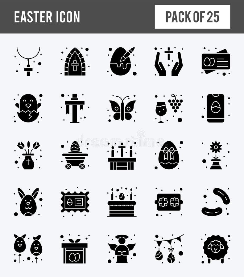 25 Easter Glyph Icon Pack. Vector Illustration Stock Vector ...
