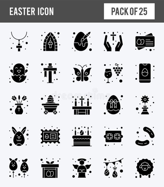25 Easter Glyph Icon Pack. Vector Illustration Stock Vector ...