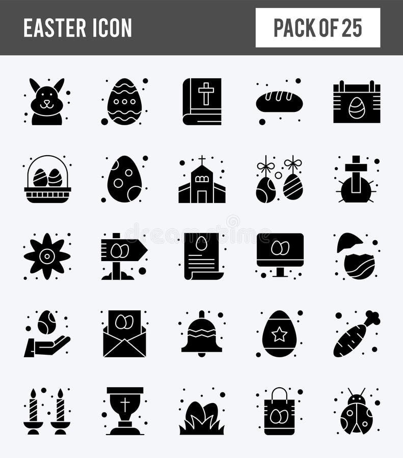 25 Easter Glyph Icon Pack. Vector Illustration Stock Vector ...